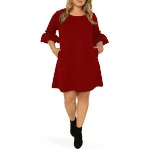 STANDARDS & PRACTICES Stella Crepe Knit Dress - Brick