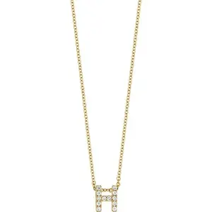 Bony Levy 18k Gold Pavé Diamond Initial Pendant Necklace - 18k Yellow Gold - H
