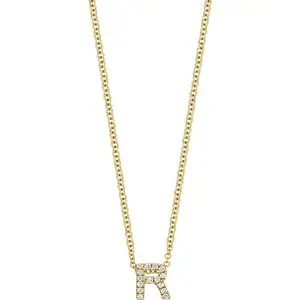Bony Levy 18k Gold Pavé Diamond Initial Pendant Necklace - 18k Yellow Gold - R