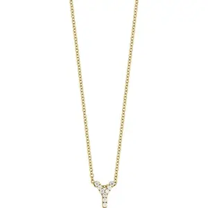 Bony Levy 18k Gold Pavé Diamond Initial Pendant Necklace - 18k Yellow Gold - Y