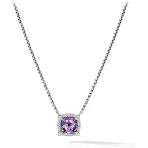 David Yurman David Yurman Petite Chatelaine® Pavé Bezel Pendant Necklace Silver Pave/amethyst