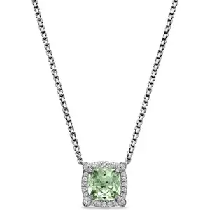 David Yurman Petite Chatelaine® Pavé Bezel Pendant Necklace - Silver Pave/prasiolite
