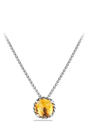 David Yurman David Yurman Petite Chatelaine® 18k Yellow Gold & Diamond Pendant Necklace Citrine