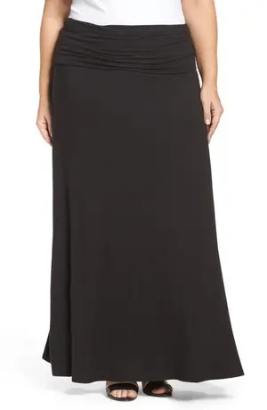 Loveappella Fold Over Maxi Skirt - Black
