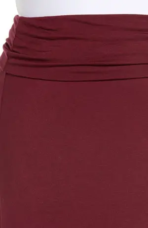 Loveappella Fold Over Maxi Skirt - Burgundy