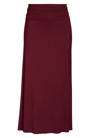 Loveappella Fold Over Maxi Skirt - Burgundy