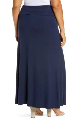 Loveappella Fold Over Maxi Skirt - Navy