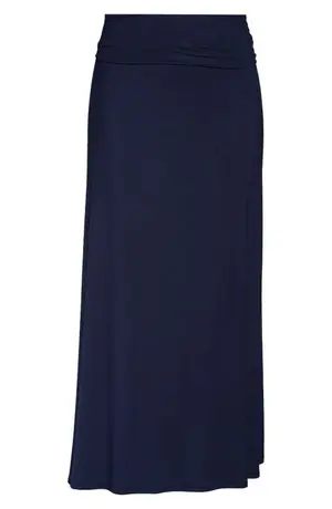 Loveappella Fold Over Maxi Skirt - Navy