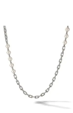 David Yurman Dy Madison Pearl Chain Necklace In 18k Yellow Gold