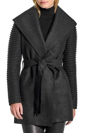 Sentaler Rib Sleeve Alpaca & Wool Wrap Coat