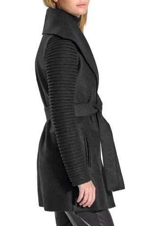 Sentaler Rib Sleeve Alpaca & Wool Wrap Coat