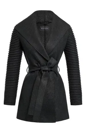 Sentaler Rib Sleeve Alpaca & Wool Wrap Coat
