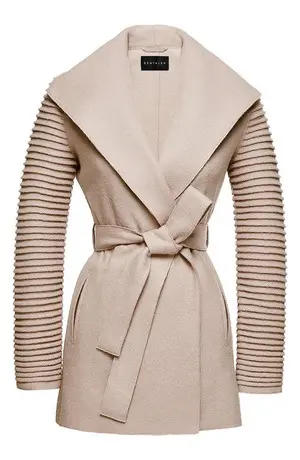 Sentaler Rib Sleeve Alpaca & Wool Wrap Coat