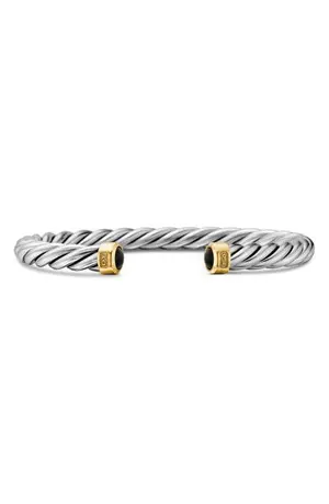 David Yurman Cable Cuff Bracelet With Gemstone And 18k Gold - Black Onyx