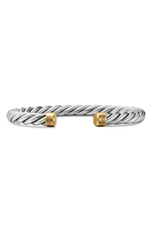 David Yurman Cable Cuff Bracelet With Gemstone And 18k Gold - Silver/ Gold