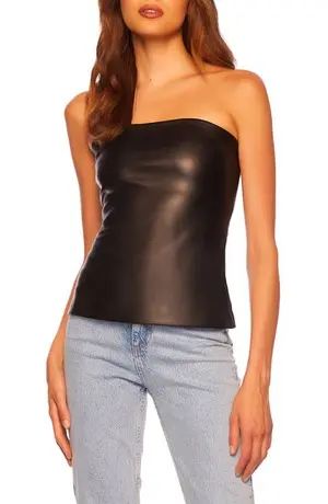 Susana Monaco Faux Leather Tube Top