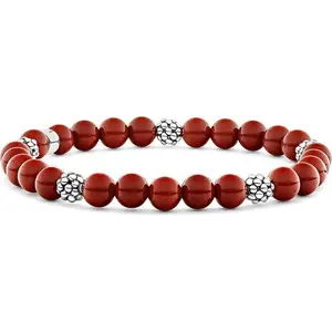 Lagos Signature Caviar Stone Beaded Stretch Bracelet - Jasper