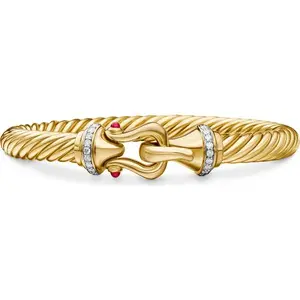 David Yurman David Yurman Buckle Cablespira® Bracelet Gold/ruby/diamond