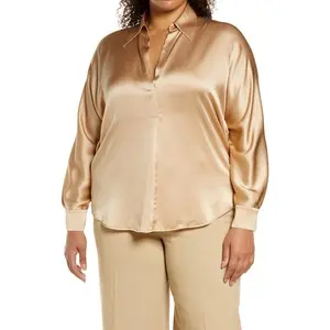 Vince Split Neck Collar Silk Blouse
