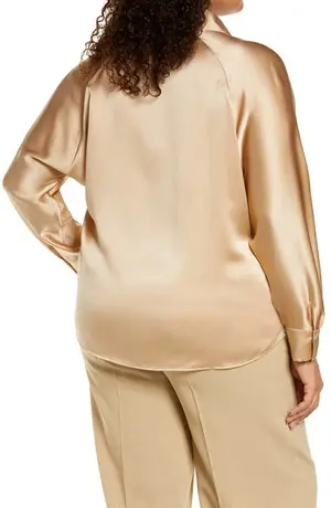 Vince Split Neck Collar Silk Blouse
