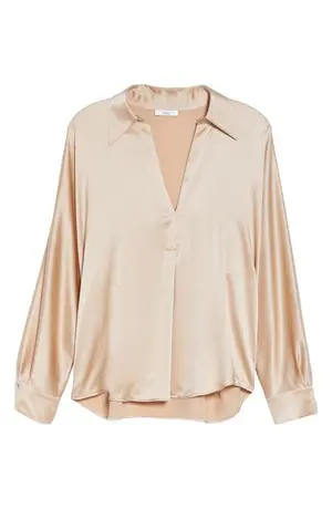 Vince Split Neck Collar Silk Blouse