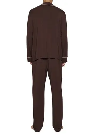 Eberjey William Tencel® Modal Long Pajamas - Chocolate/ivory