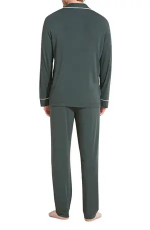 Eberjey William Tencel® Modal Long Pajamas - Pine/ivory