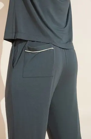 Eberjey William Tencel® Modal Long Pajamas - Pine/ivory