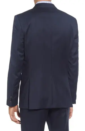 BOSS Slim Fit Solid Wool Suit Jacket - Navy