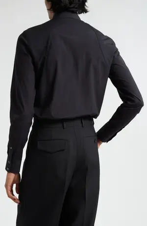 Alexander McQueen Alexander Harness Stretch Poplin Button-up Shirt - Black