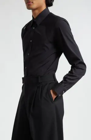 Alexander McQueen Alexander Harness Stretch Poplin Button-up Shirt - Black