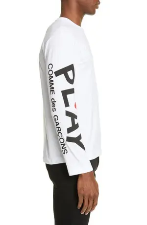 Play Comme Des Garcon Logo Long Sleeve Graphic Tee