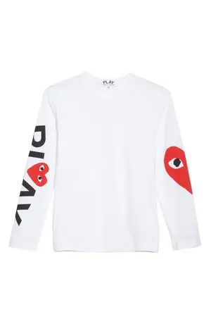 Play Comme Des Garcon Logo Long Sleeve Graphic Tee