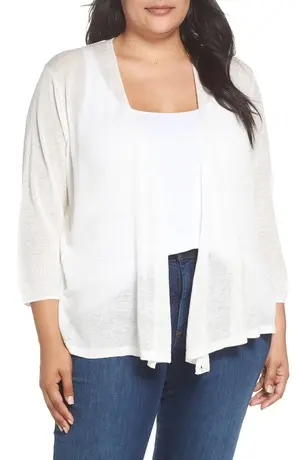 NIC+ZOE NIC+ZOE 4-Way Three Quarter Sleeve Cardigan Milk White