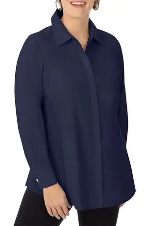 Foxcroft Foxcroft Cici Stretch Tunic Shirt Navy
