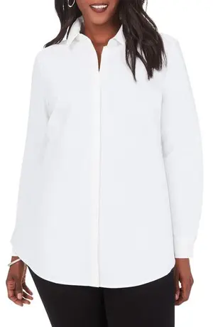 Foxcroft Cici Stretch Tunic Shirt - White