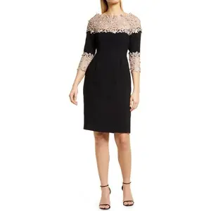 Shani Crepe & Lace Sheath Dress
