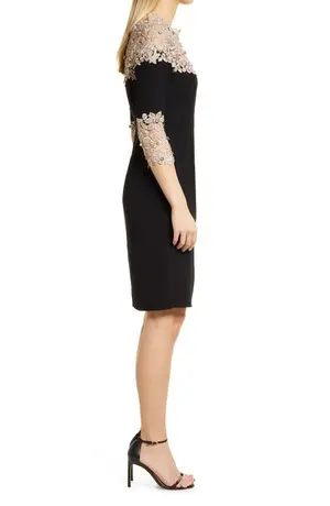 Shani Crepe & Lace Sheath Dress