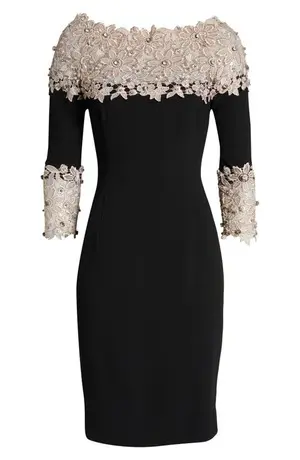 Shani Crepe & Lace Sheath Dress