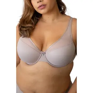 CURVY COUTURE Sheer Mesh Plunge T-shirt Bra Bark