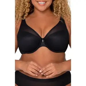 CURVY COUTURE Underwire Plunge Bra - Black
