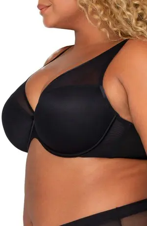 CURVY COUTURE Underwire Plunge Bra - Black