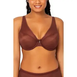 CURVY COUTURE Underwire Plunge Bra Chocolate