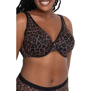 CURVY COUTURE Underwire Plunge Bra - Designer Leopard