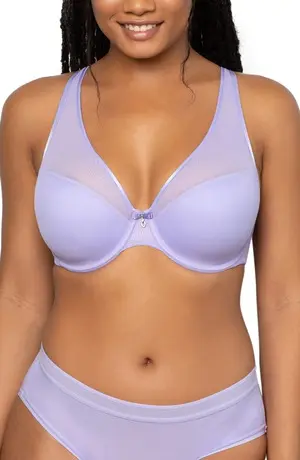 CURVY COUTURE Underwire Plunge Bra Lavender Mist