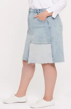 NYDJ Frayed Denim Pencil Skirt
