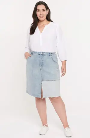 NYDJ Frayed Denim Pencil Skirt
