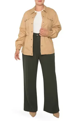 STANDARDS & PRACTICES Pintuck Stretch Crepe Wide Leg Trousers
