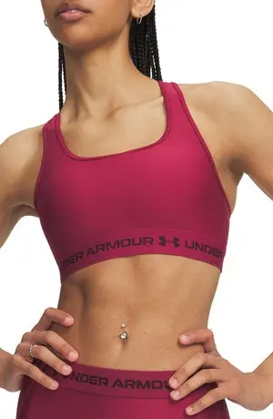 Under Armour Heatgear Mid Cross Back Sports Bra - Claret