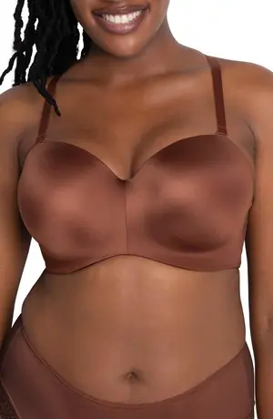 CURVY COUTURE Strapless Underwire Push-up Bra - Cocoa